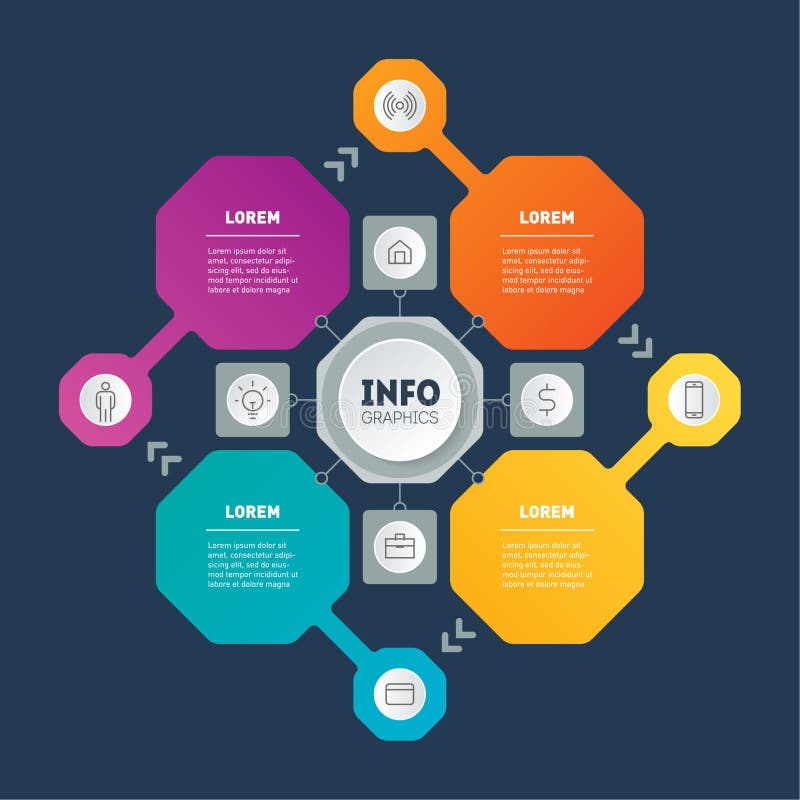 Infographic Template with 4 Parts or Processes. Info Graphic Design ...