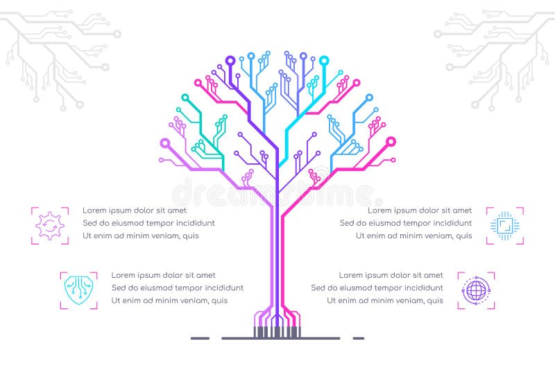 Infographic Template with PCB Tree on White Background Stock ...