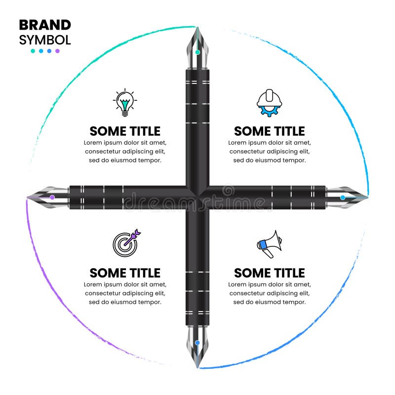 Infographic Template. Pen in a Circle with 4 Steps Stock Vector ...