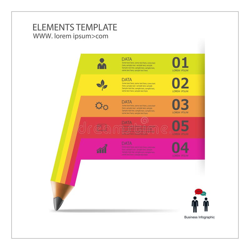 Template with Pencil Ribbon. Infographics Vector. Stock Vector ...