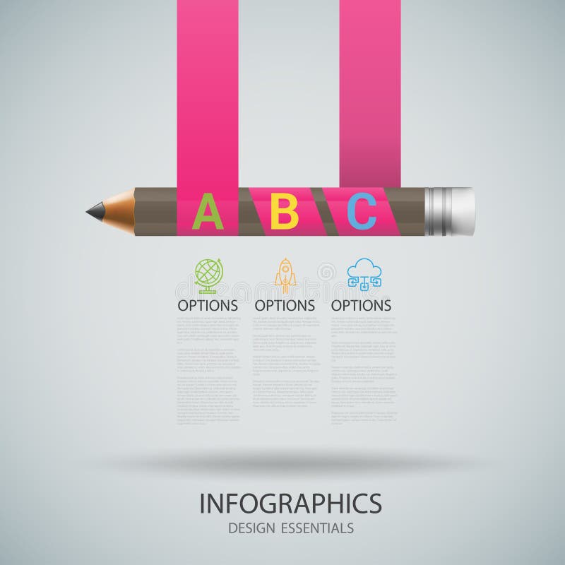 Infographic Template with Pencil Ribbon Banner. Stock Vector ...
