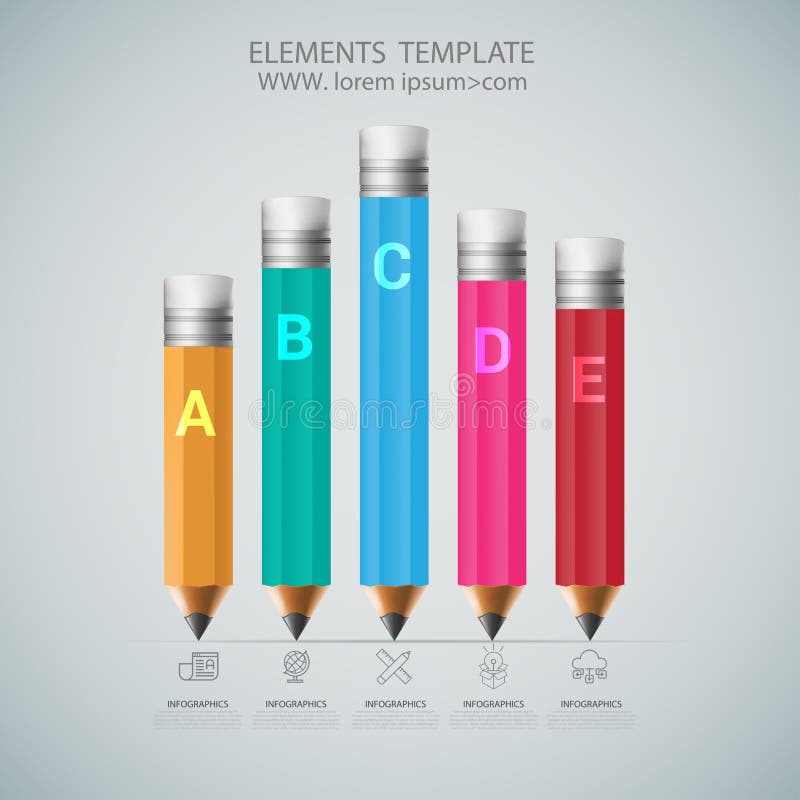 Infographic Template with Pencil Ribbon Banner. Stock Vector ...