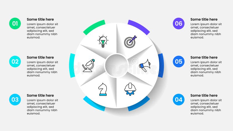 Infographic Template. Pie Chart with 6 Steps Stock Vector - Illustration of chart, template ...