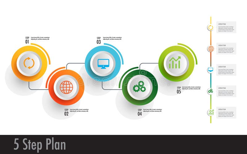 Infographic Template 5 Plan Framework Vision, Modern Step Timeline ...