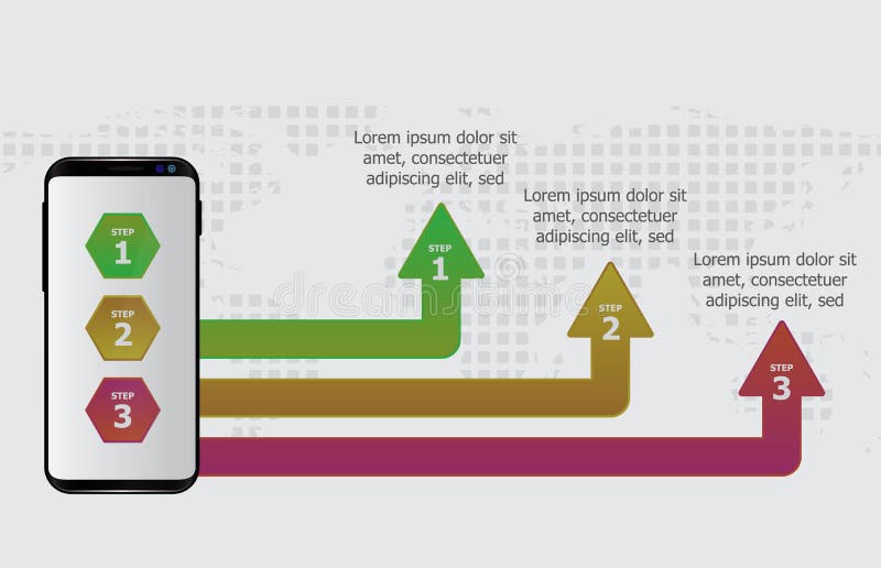 Infographic Template Process Step with Mobile Tablet Phone ...