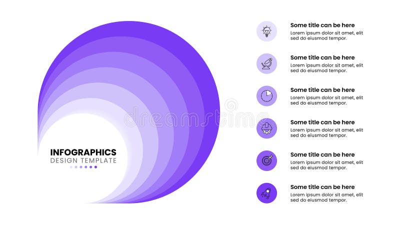 Infographic Template. Purple Circle with 6 Steps Stock Vector ...