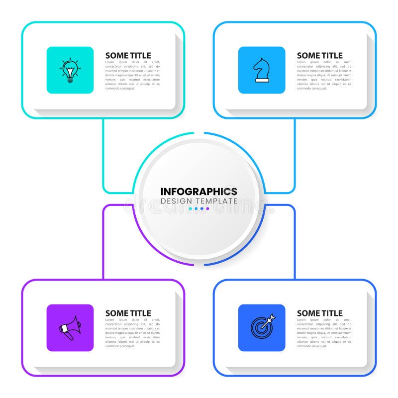 Infographic Template. 4 Rectangles Connected To a Central Circle Stock ...