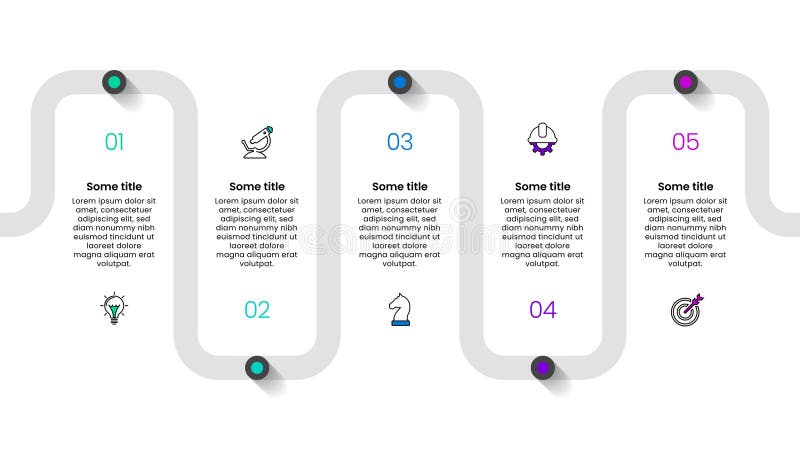 Infographic Template. a Rectangular Path with 5 Steps Stock Vector ...