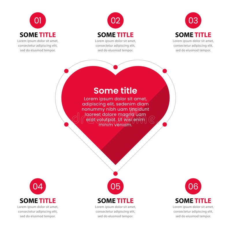Infographic Template. Red Heart with Numbers and 6 Steps Stock Vector ...