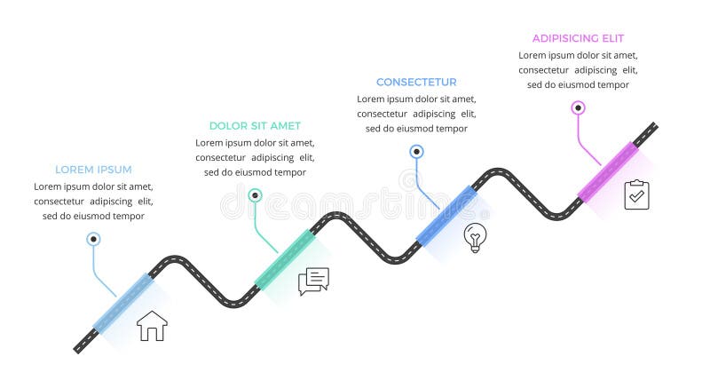 Infographic Template with Road Stock Illustration - Illustration of ...