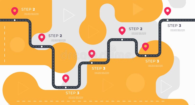 Infographic Template with a Road and Markings on it. Concept of a ...