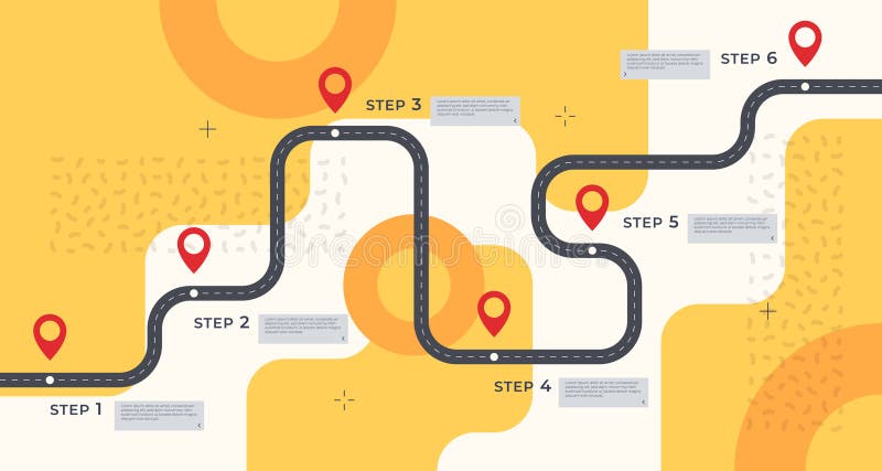 Infographic Template with a Road and Markings on it. Concept of a ...