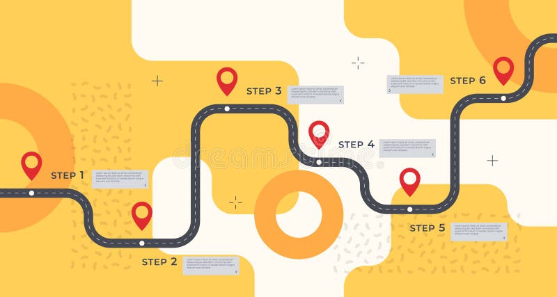 Infographic Template with a Road and Markings on it. Concept of a ...
