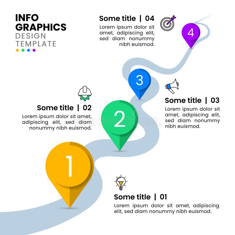 Infographic Template. Road with Pointers and 4 Numbers Stock Vector - Illustration of timeline ...