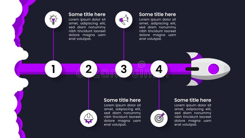 Infographic Template. Rocket with a Path and 4 Steps Stock Vector ...