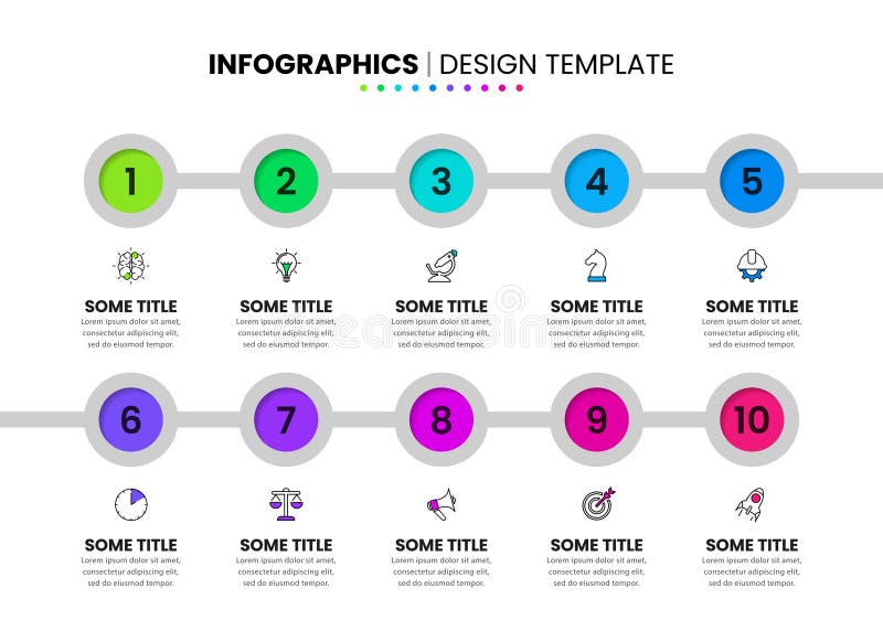 Infographic Template. a 2-row Timeline with 10 Steps Stock Vector ...