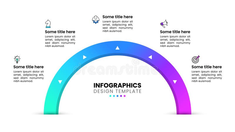 Infographic Template. Semicircle with Arrows and 5 Steps Stock Vector ...