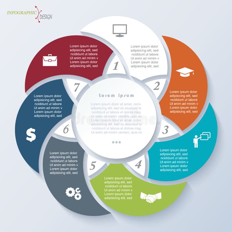Infographic Template with Seven Segments Stock Vector - Illustration of ...