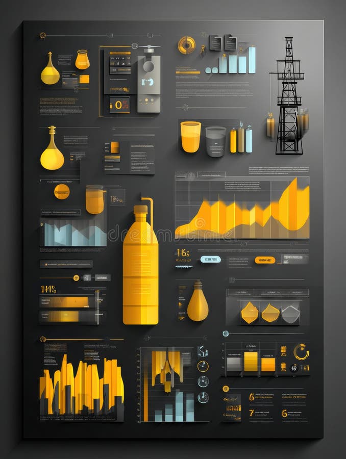 Infographic Template Showcasing Oil Industry Data with a Dark Clean ...