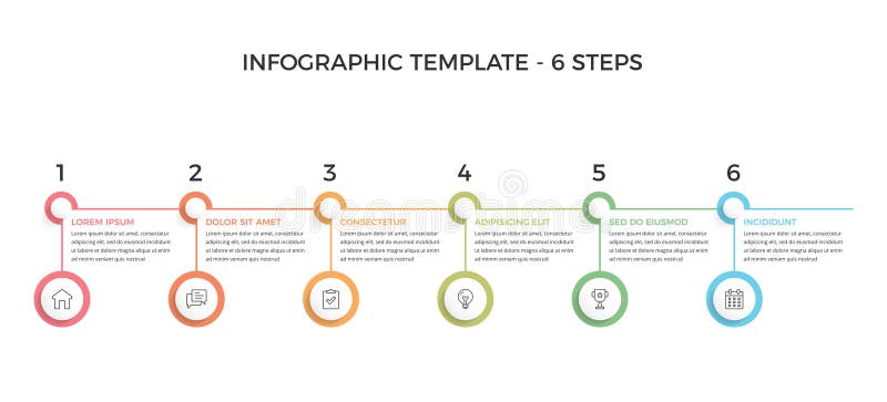 Infographic Template - Six Steps Stock Vector - Illustration of element ...