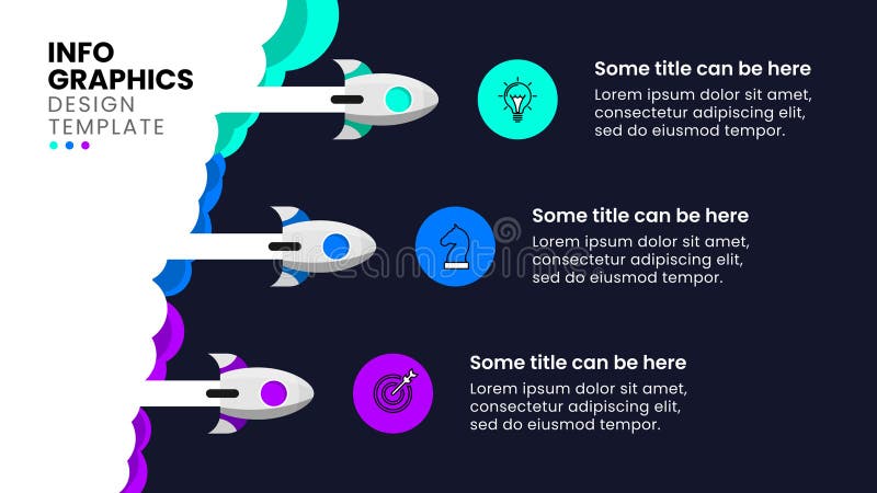 Infographic Template. Space Rockets with 3 Steps Stock Vector ...