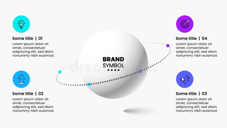 Infographic Template. Sphere with Ring and 4 Steps Stock Vector ...