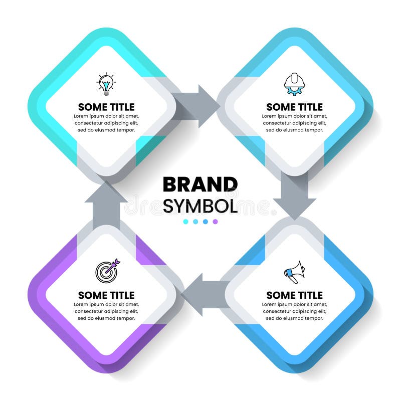 Infographic Template. 4 Squares with Icons and Text Stock Illustration ...