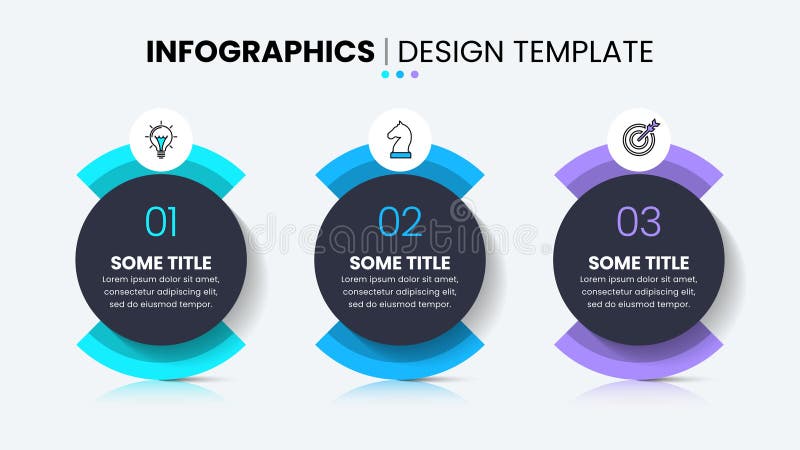 Infographic Template. Standing Circles with 3 Steps Stock Illustration ...