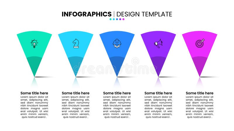 Infographic Template. 5 Standing Triangles in a Row Stock Vector ...