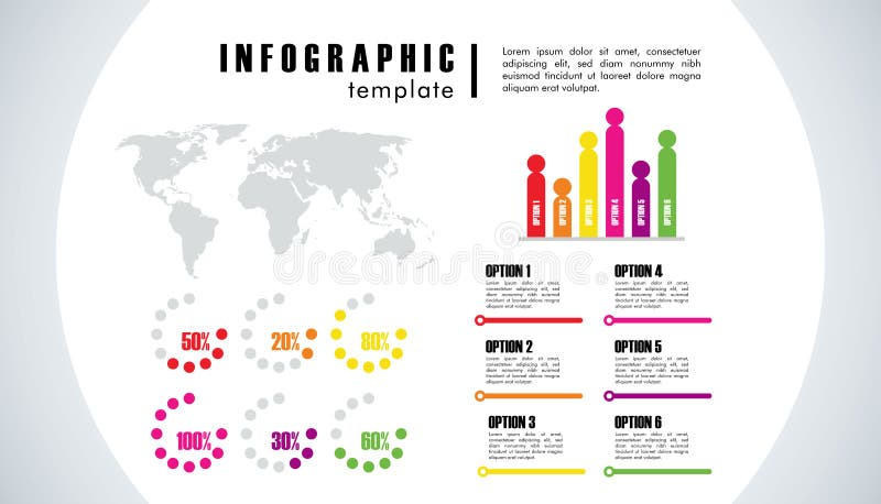 Infographic Template Statistics with Earth Planet Maps Stock Vector ...
