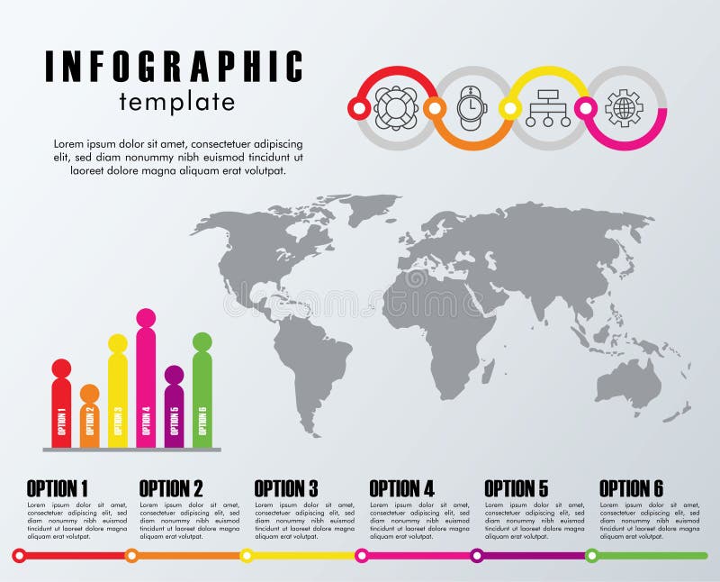 Infographic Template Statistics with Earth Planet Maps Stock Vector ...