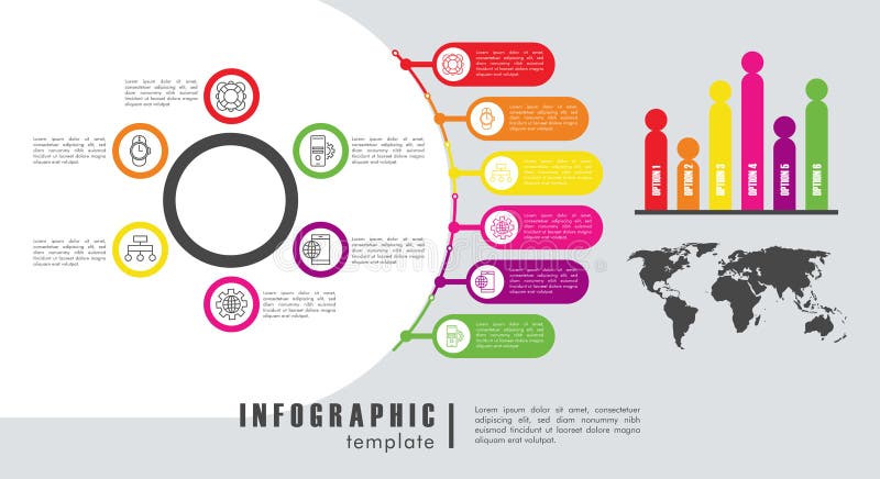 Infographic Template Statistics with Earth Planet Maps Stock Vector ...