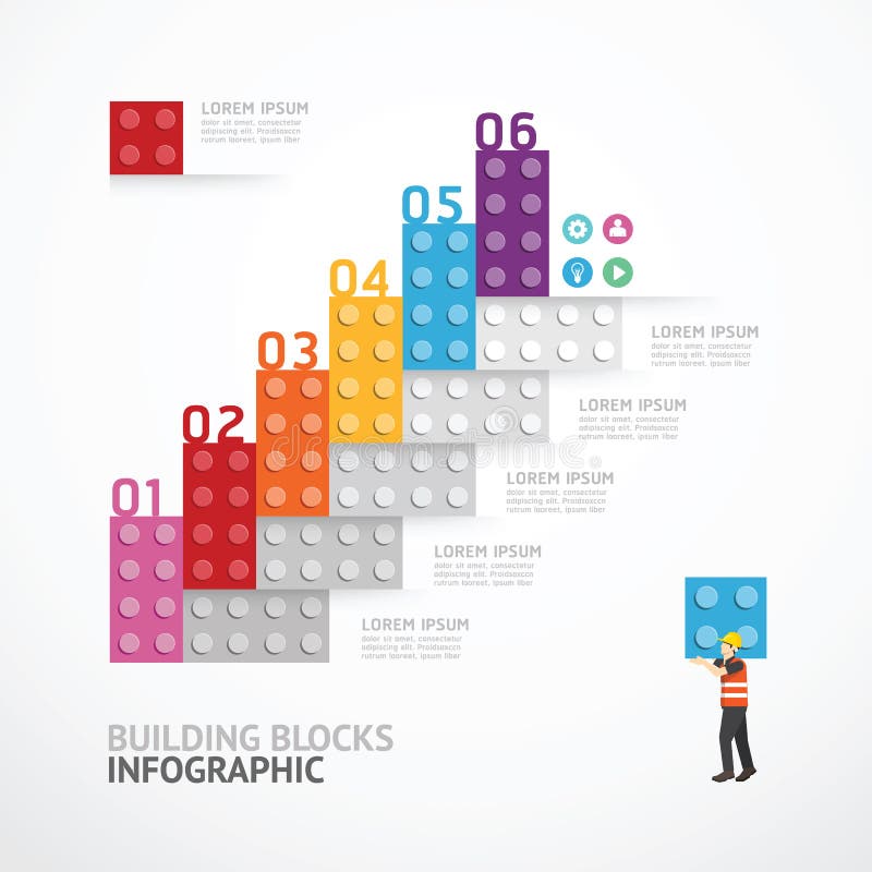 Infographic Template Step Building Blocks Banner . Concept Vector ...