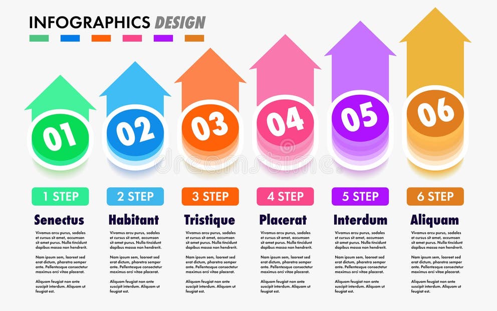 Infographic Template with 6 Step Column Stock Illustration ...