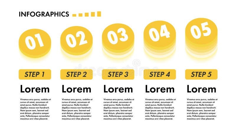 Infographic Template with 5 Step Column Trendy Style Stock Illustration ...