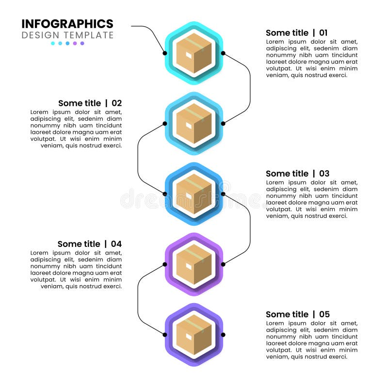 Infographic Template. 5 Step Shipping System with Hexagons Stock Vector ...