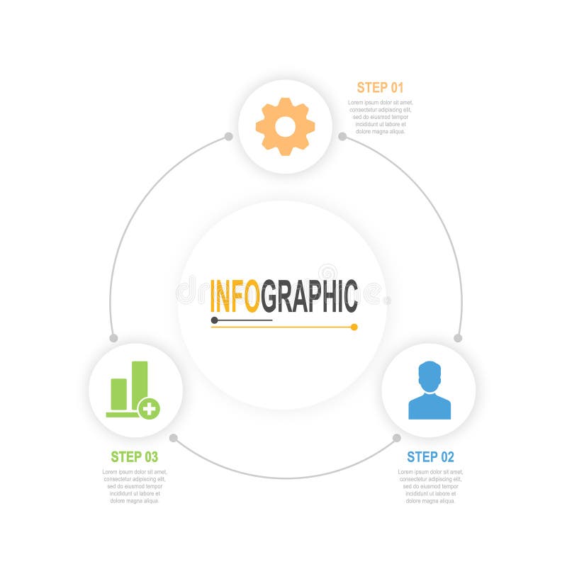 Infographic Template 3 Steps Circular Chart Business Data Illustration ...