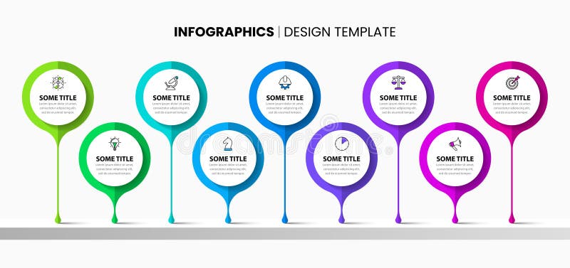 Infographic Template. 9 Steps with Icons and Text Stock Vector ...