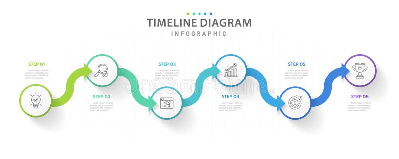 Infographic Template 6 Steps Modern Timeline Diagram with Arrow Topics ...