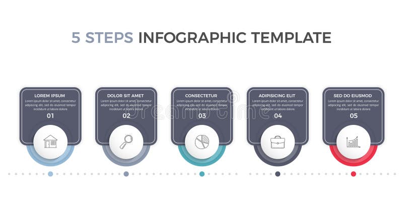Infographic Template with 5 Steps Stock Vector - Illustration of ...