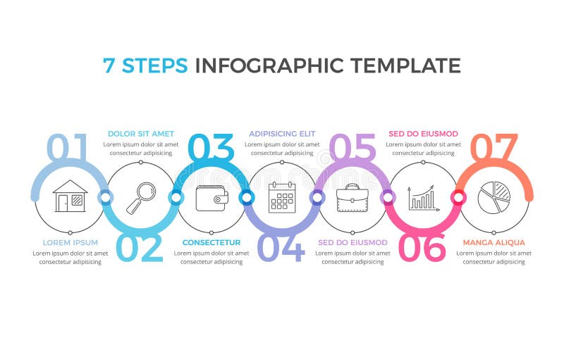 Infographic Template with 7 Steps Stock Vector - Illustration of ...