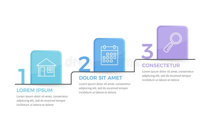 Infographic Template with 3 Steps Stock Vector - Illustration of chart ...