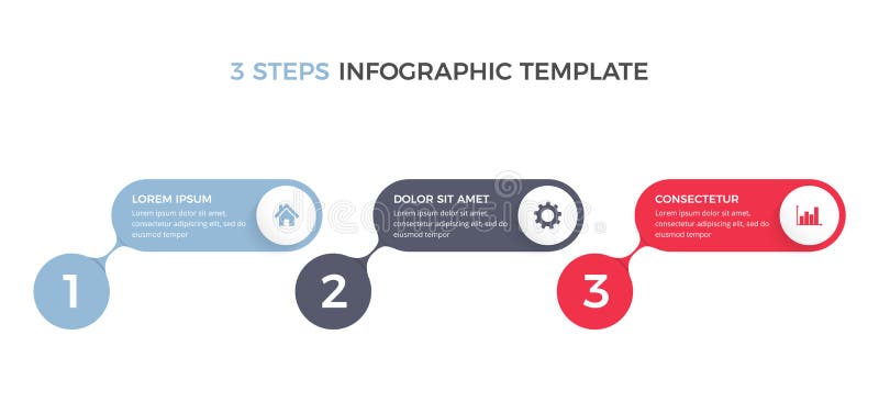 Infographic Template with 3 Steps Stock Vector - Illustration of ...