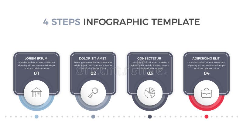 Infographic Template with 4 Steps Stock Vector - Illustration of number ...