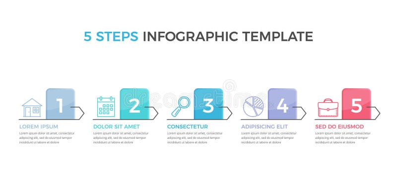 Infographic Template with 5 Steps Stock Vector - Illustration of chart ...