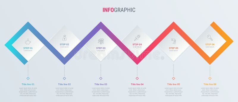 Timeline Infographic Design Vector. 6 Options, Square Workflow Layout ...