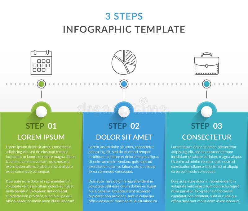 Infographic Template with 3 Steps Stock Vector - Illustration of ...