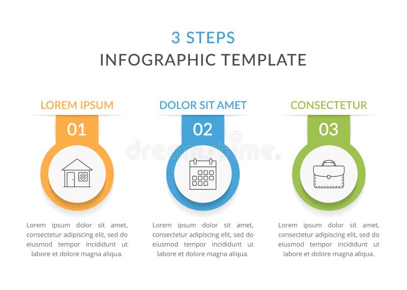Infographic Template with 3 Steps Stock Vector - Illustration of info ...