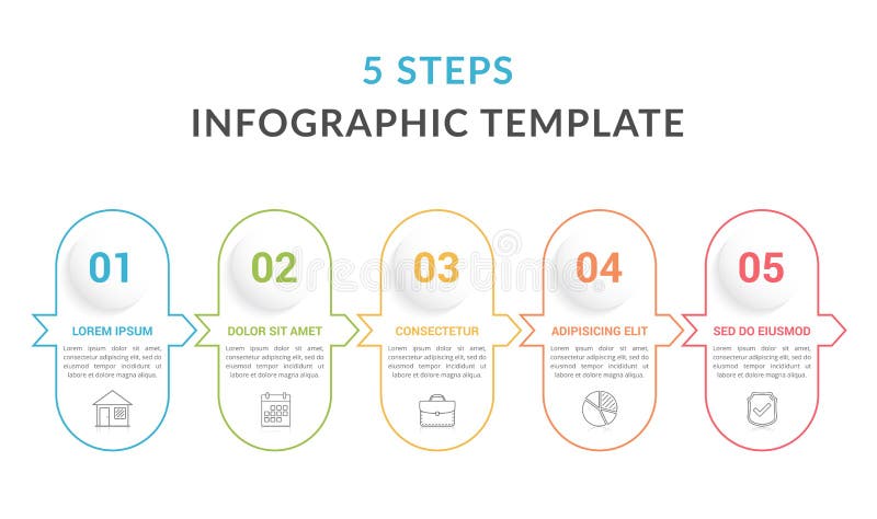 Infographic Template with 5 Steps Stock Vector - Illustration of ...