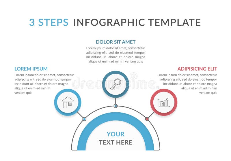 Infographic Template with 3 Steps Stock Vector - Illustration of ...